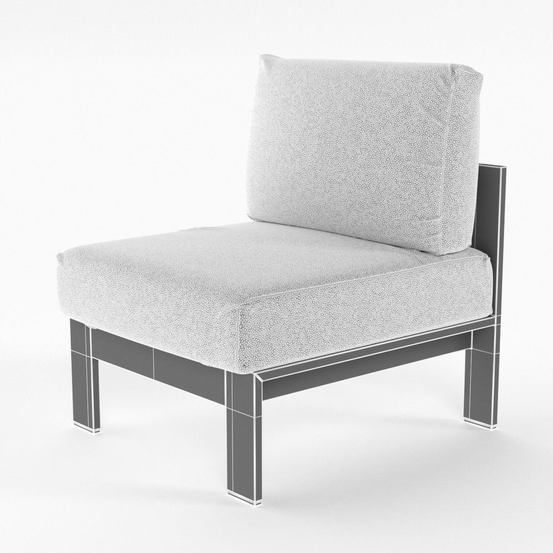 3d model aluminium outdor - armchair