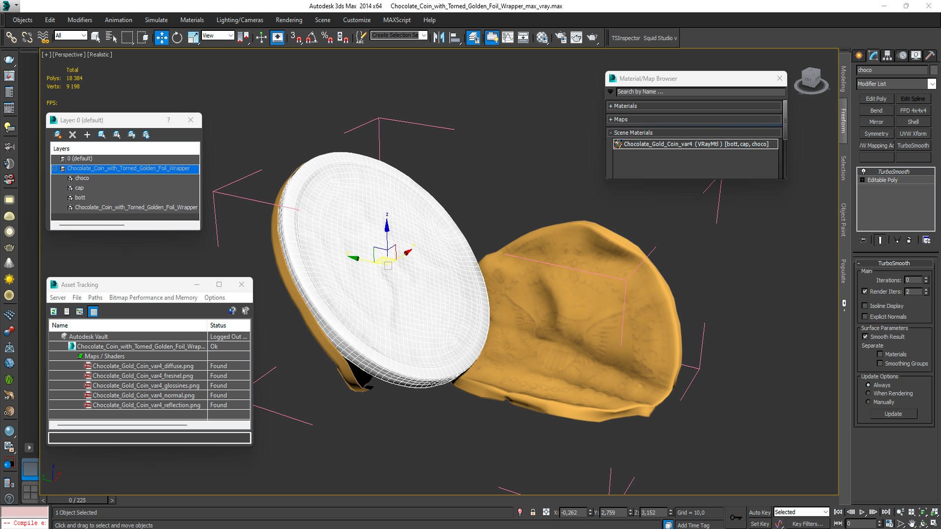 Chocolate Coin With Torned Golden Foil Wrapper 3D Model - TurboSquid ...