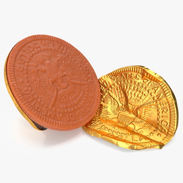 modelo 3d Moneda de chocolate con envoltorio de papel dorado roto ...