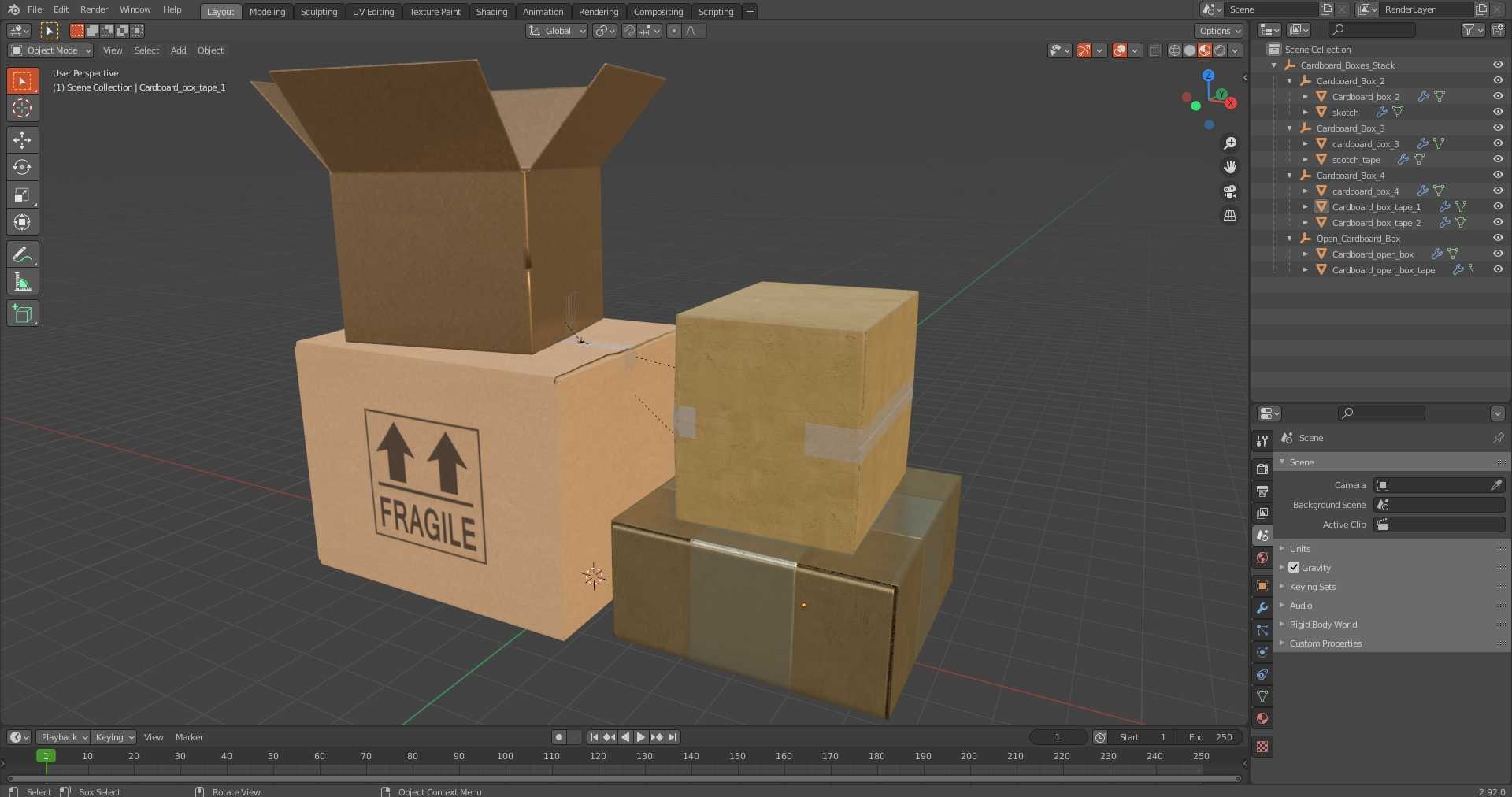 Cardboard Boxes Stack 3D Model - TurboSquid 2158698