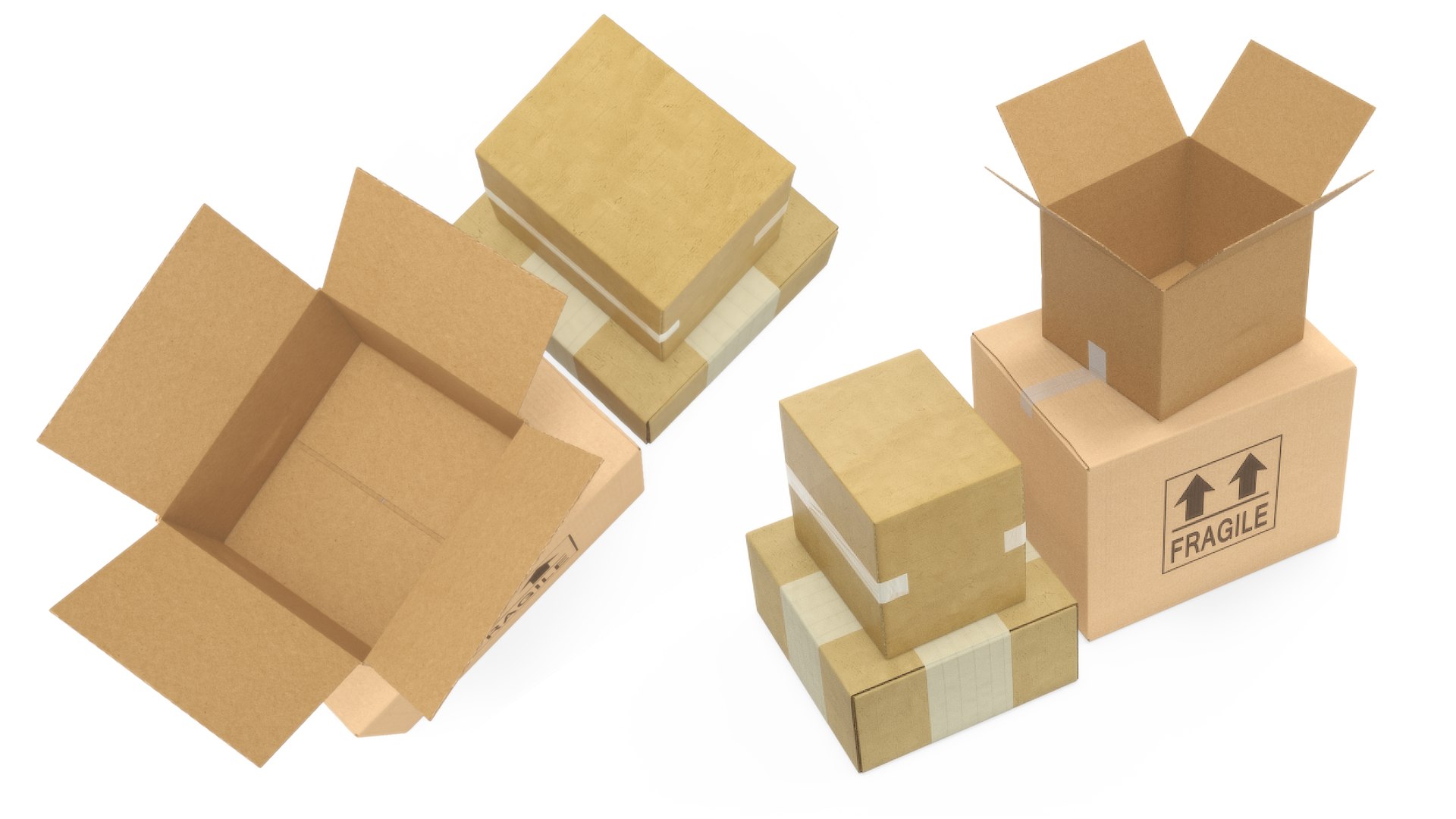 Cardboard Boxes Stack 3D Model - TurboSquid 2158698