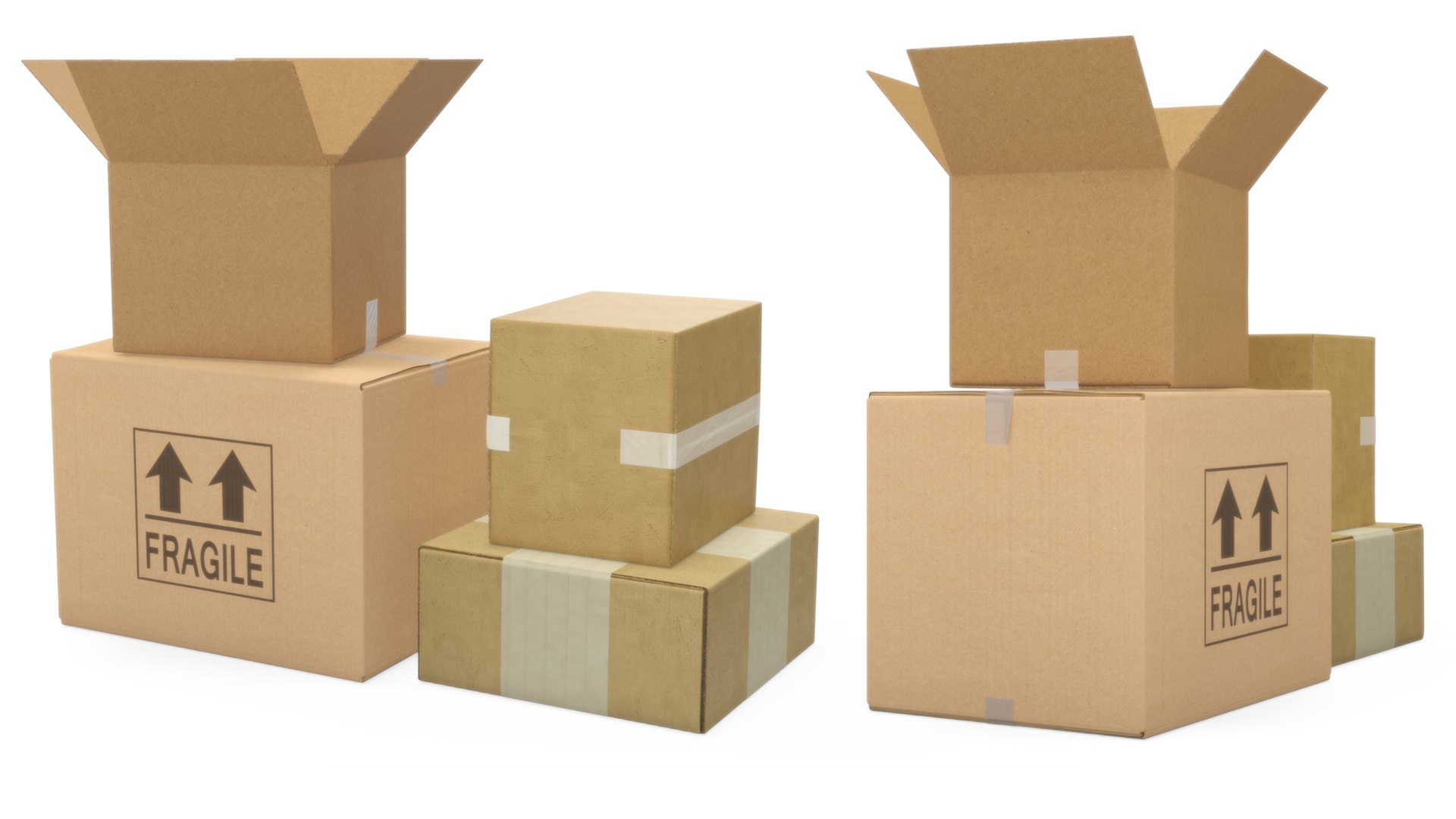 Cardboard Boxes Stack 3D Model - TurboSquid 2158698
