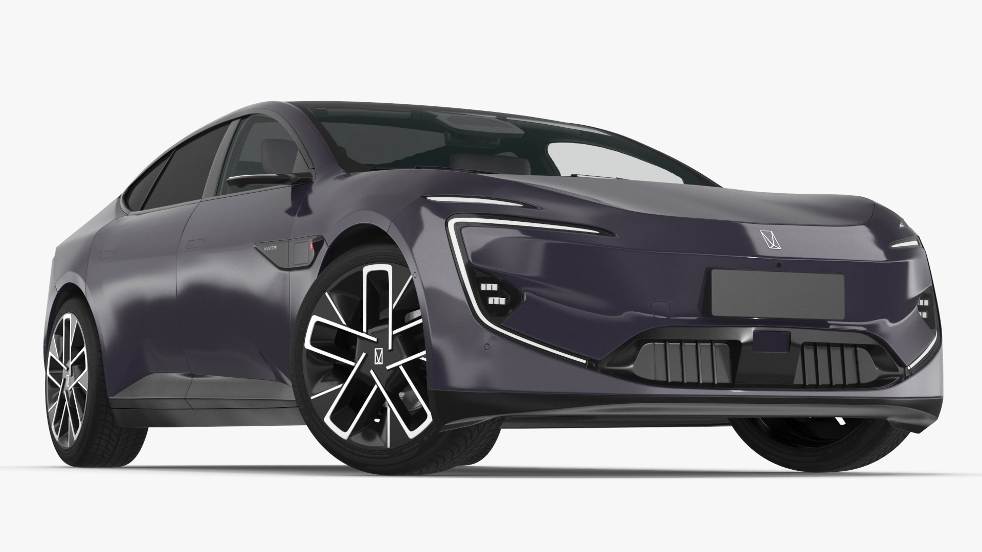 3D Model Avatr 12 EV Purple Color With Headlights On Rigged ...