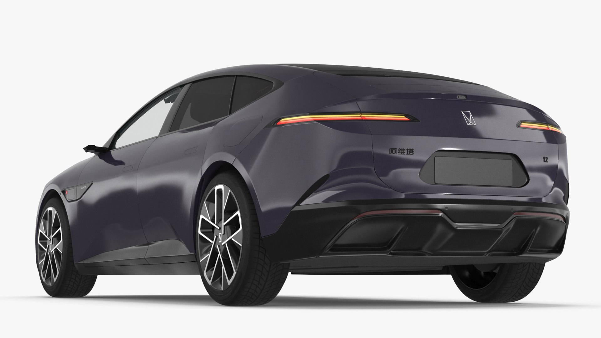 3D Model Avatr 12 EV Purple Color With Headlights On Rigged ...