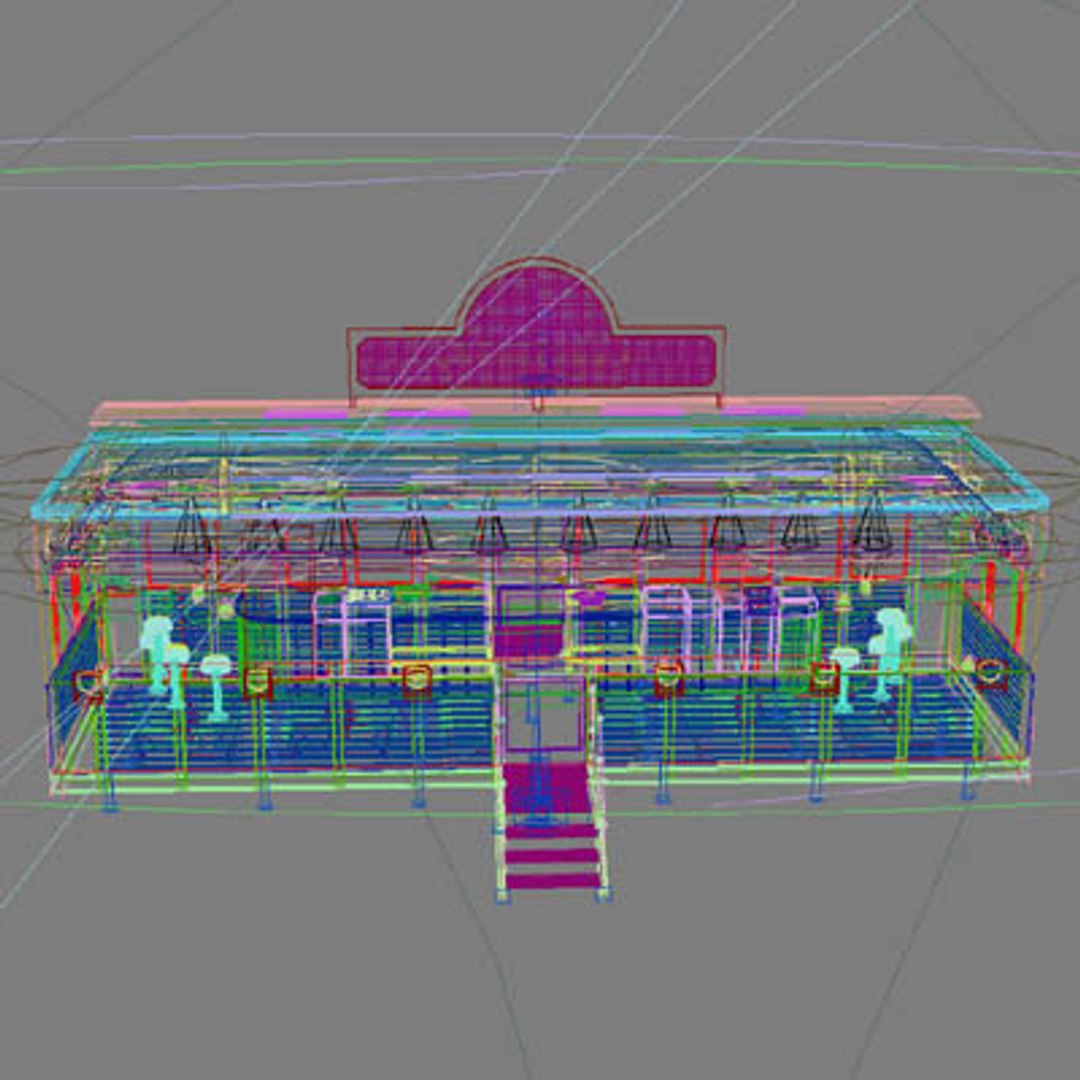 3d Diner Interior Exterior American Model