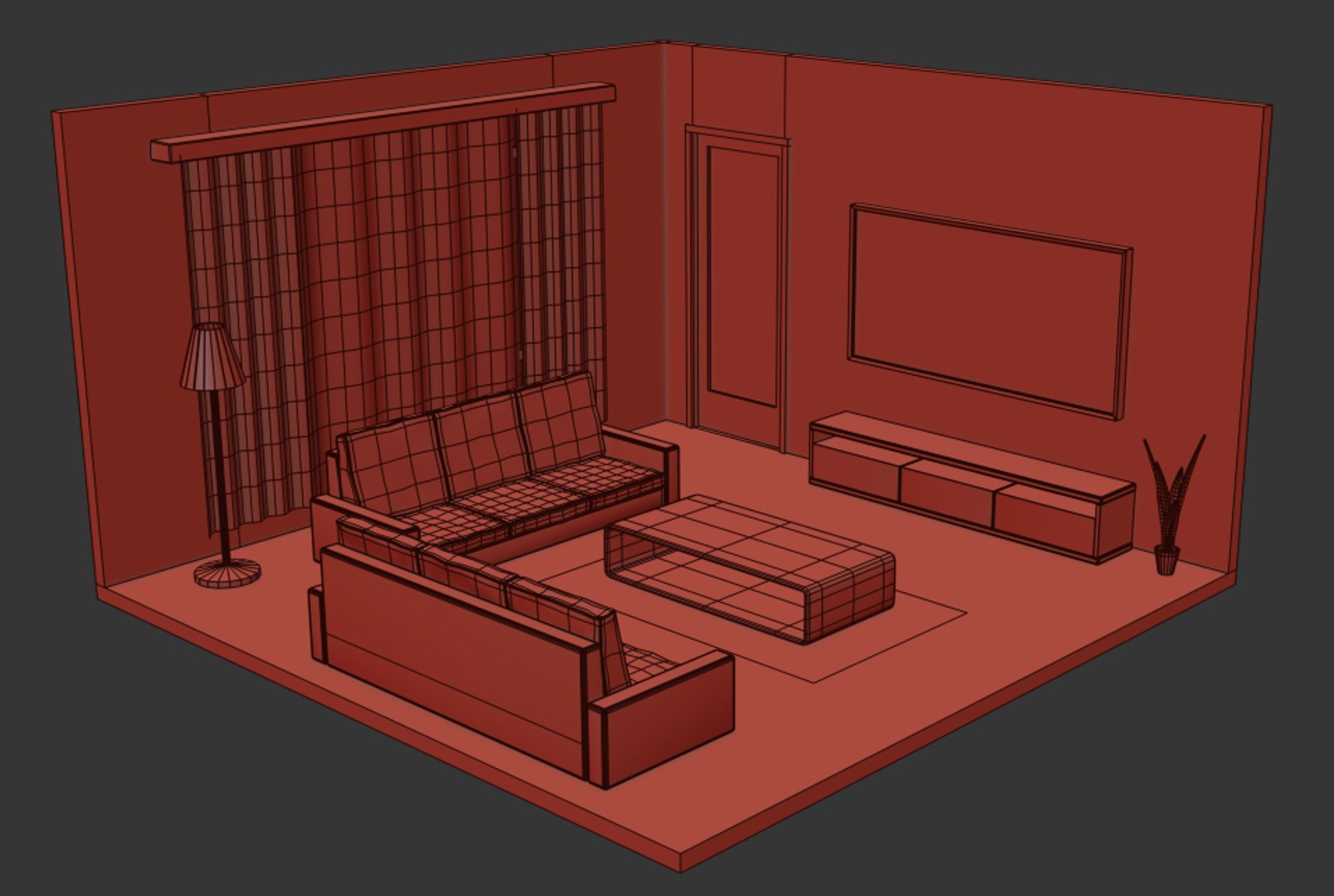 3D Basic Isometric Room - TurboSquid 1933599