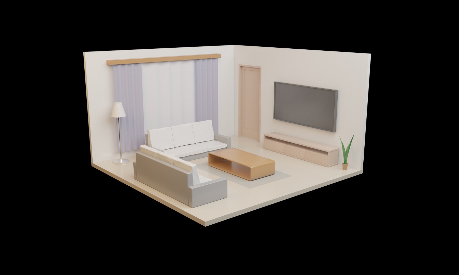 3D Basic Isometric Room - TurboSquid 1933599