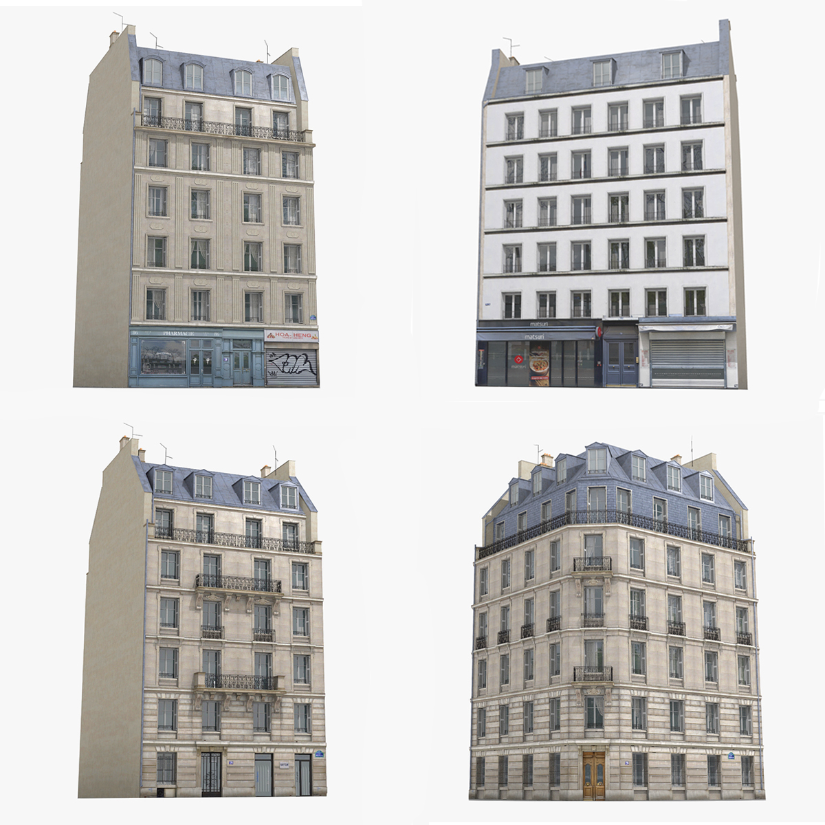 European buildings city set 3D model - TurboSquid 1658128