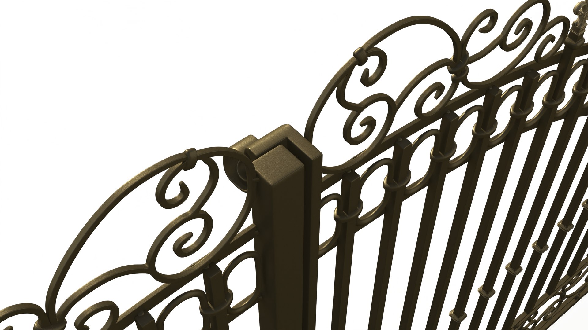 Gilded Wrought Iron Gates 3D Model - TurboSquid 2248691