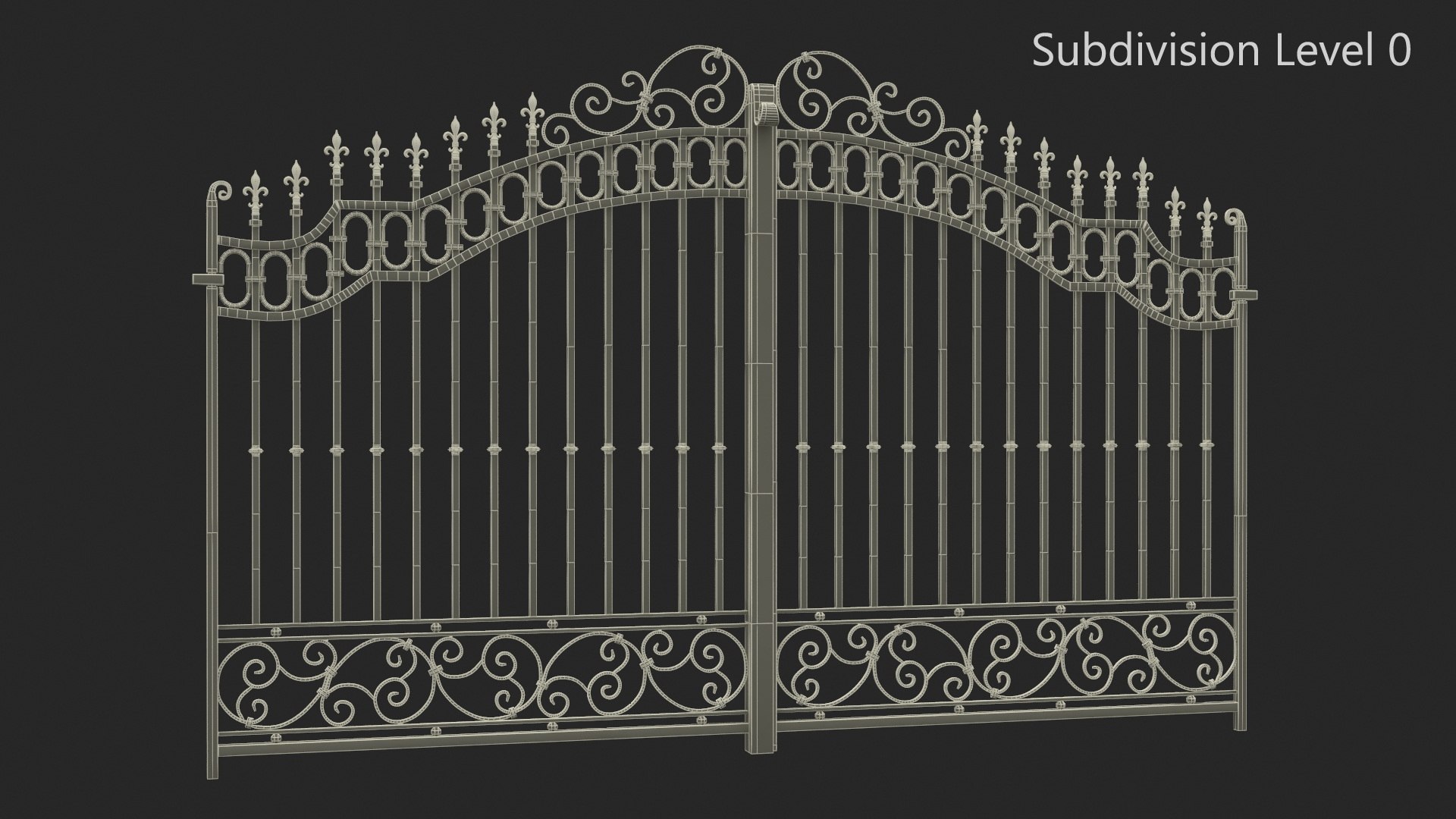 Gilded Wrought Iron Gates 3D Model - TurboSquid 2248691