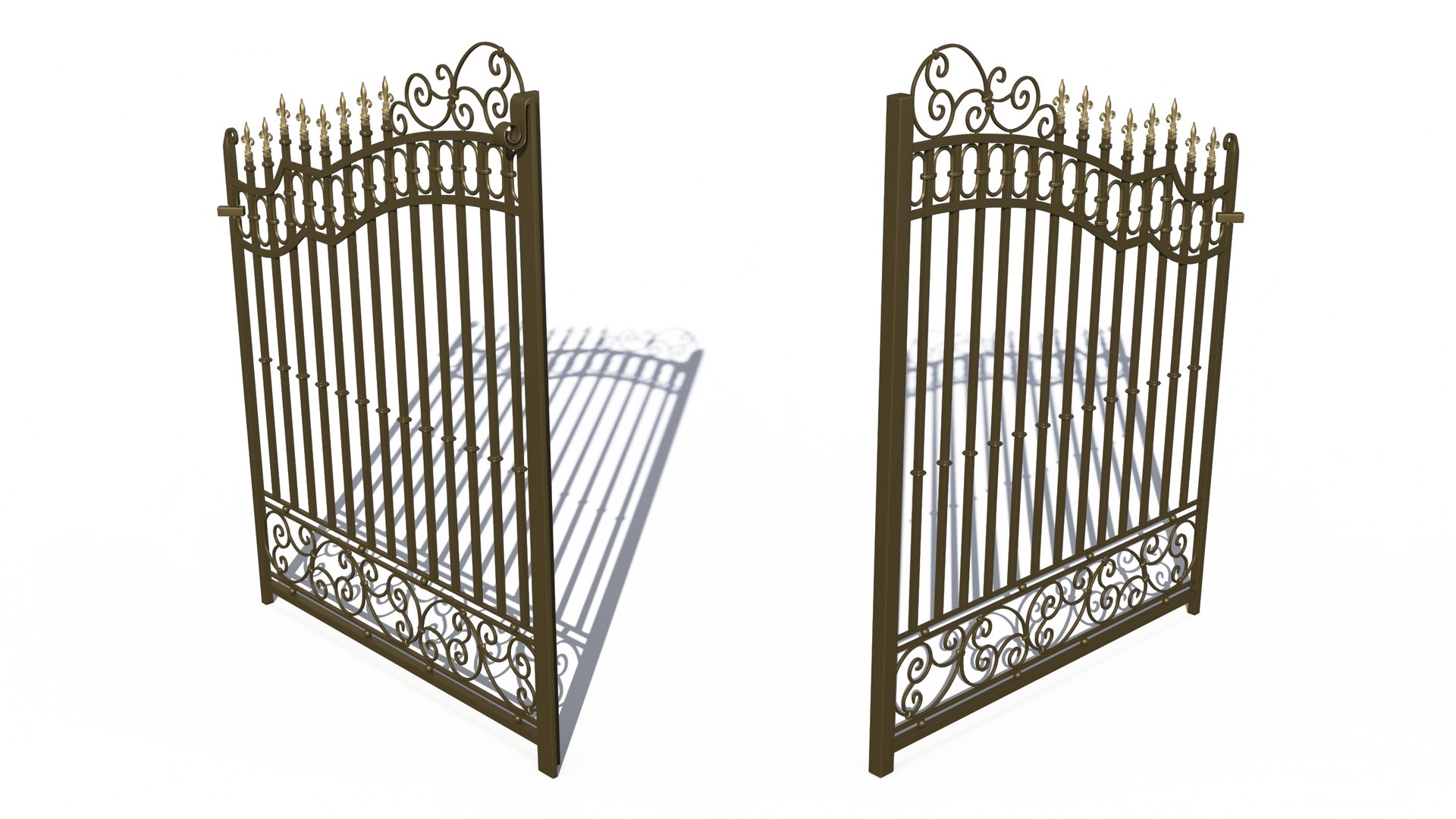 Gilded Wrought Iron Gates 3D Model - TurboSquid 2248691