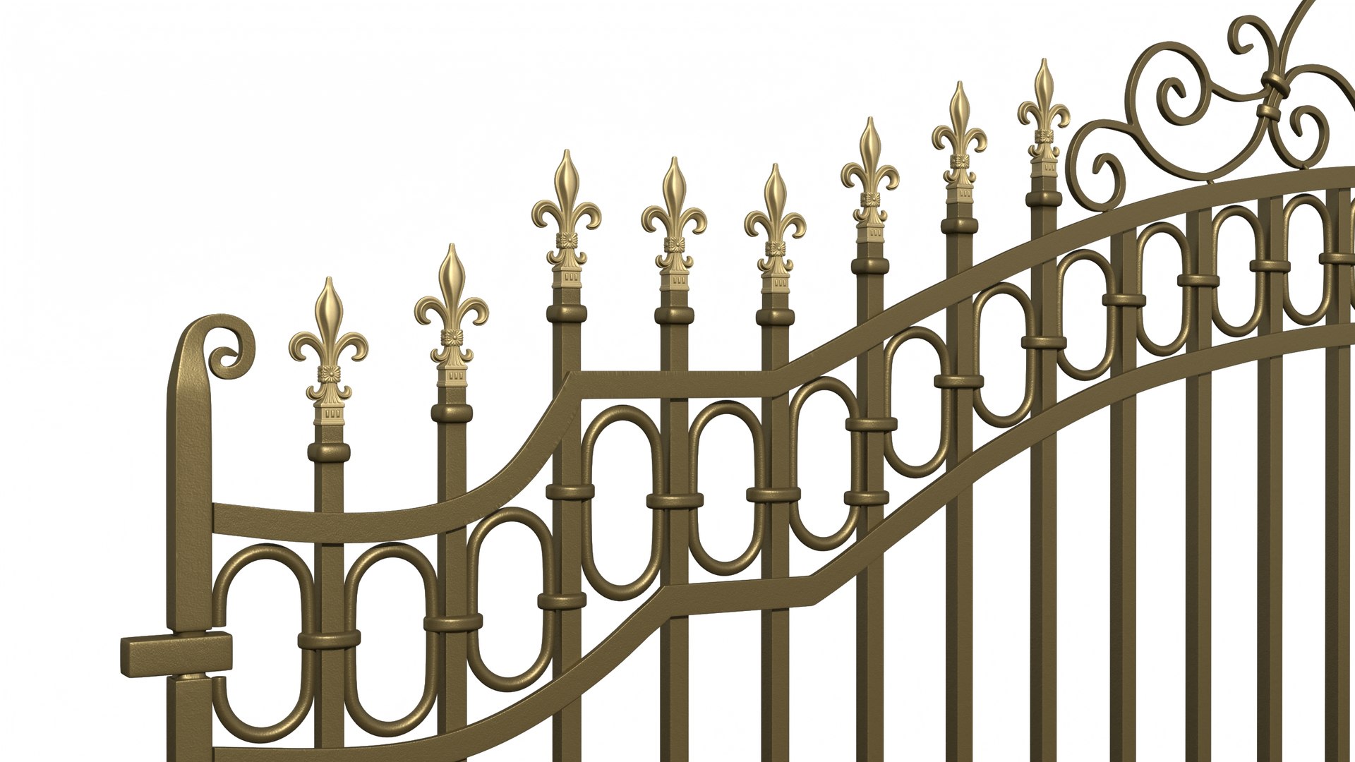 Gilded Wrought Iron Gates 3D Model - TurboSquid 2248691
