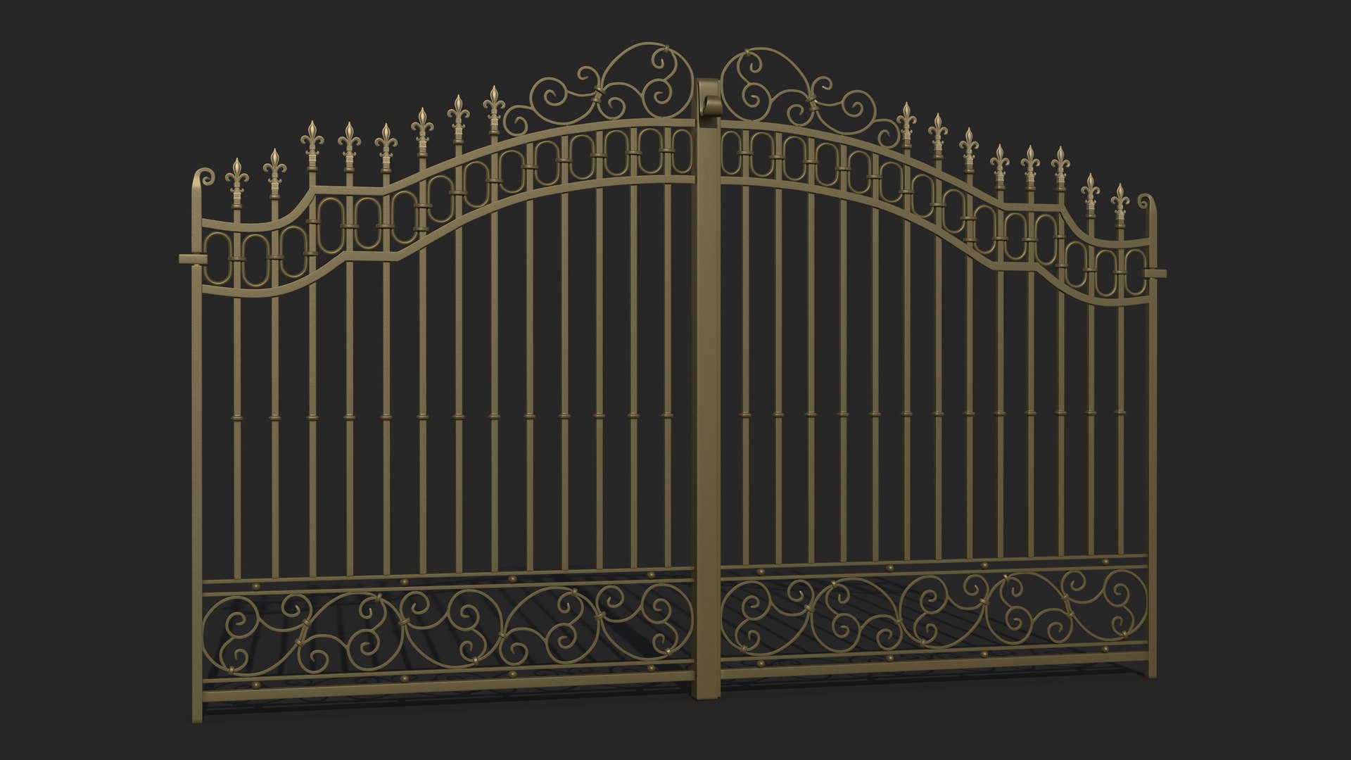 Gilded Wrought Iron Gates 3D Model - TurboSquid 2248691