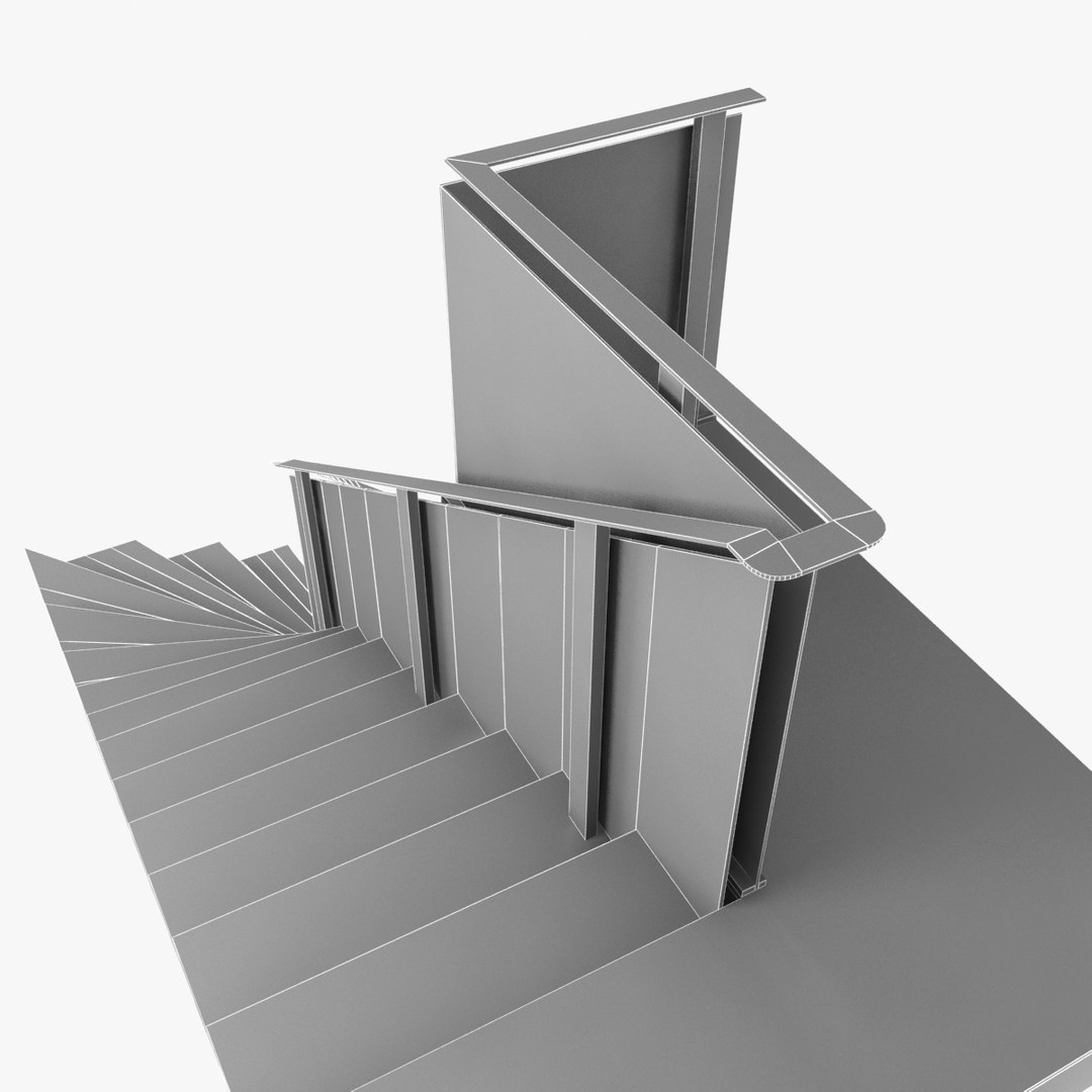 3D Stairs Corner Wood Interior - TurboSquid 1233362