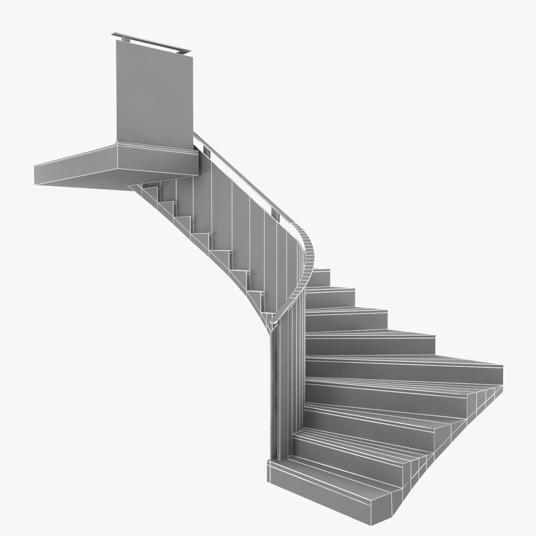 3D Stairs Corner Wood Interior - TurboSquid 1233362