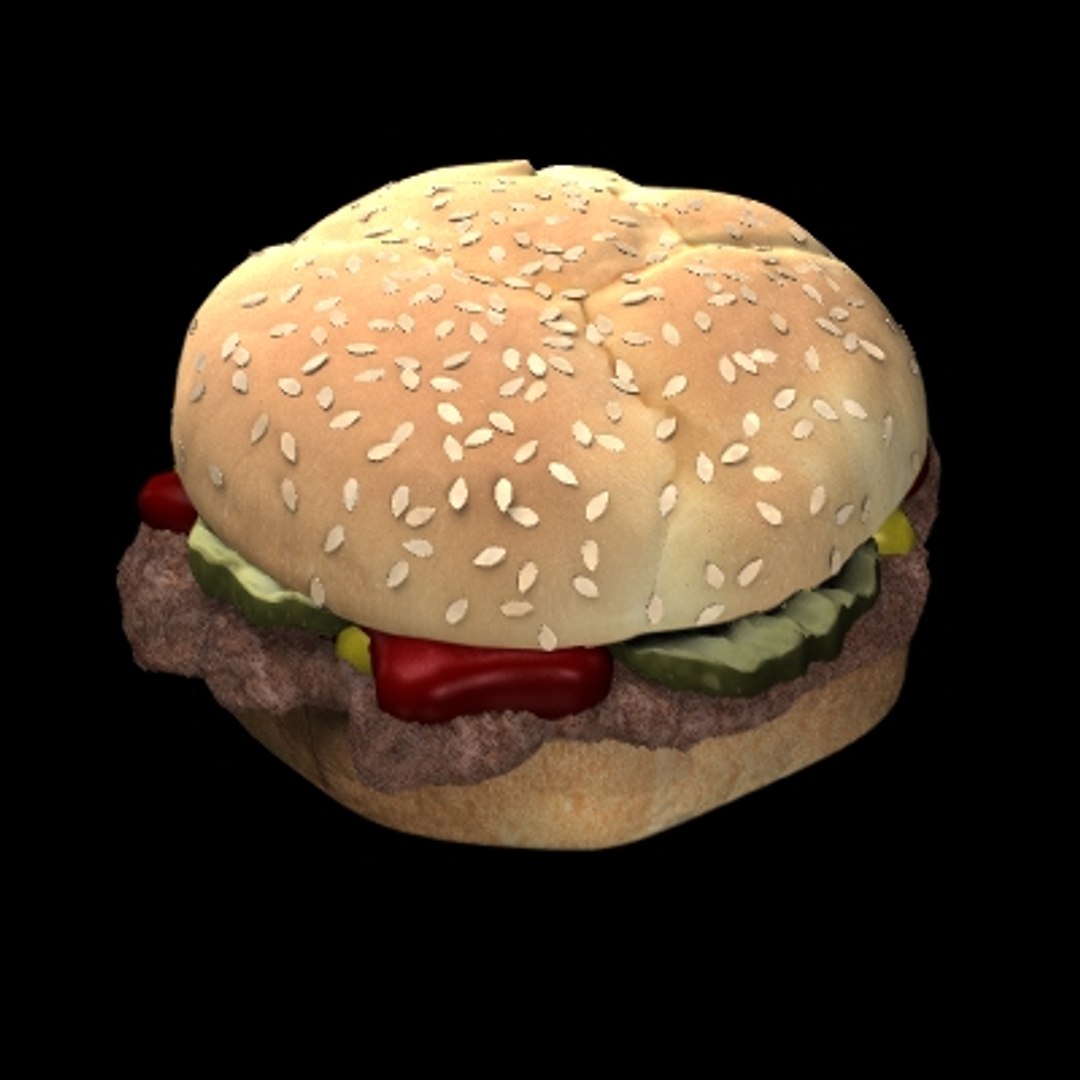 3d Hamburger Mustard Pickles Food