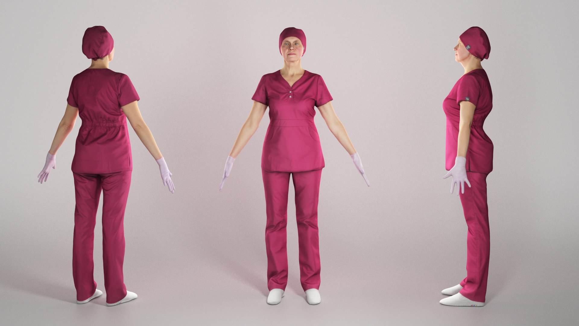 Nurse In Red Uniform Ready For Animation 282 Model - TurboSquid 1737402