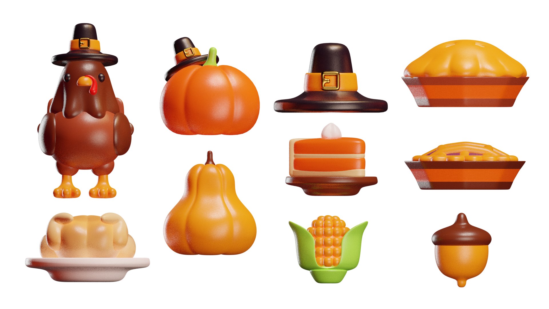 3D Thanksgiving 3d Icons Set Model - TurboSquid 1955849