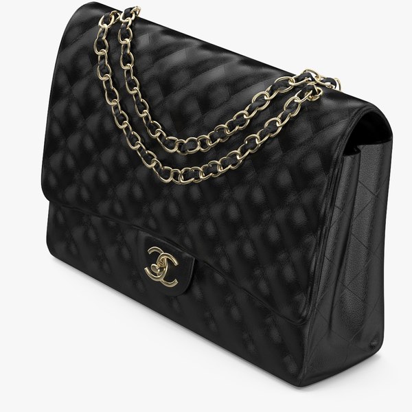 modelo 3d Chanel Classic Handbag Black Grained Calfskin - TurboSquid ...