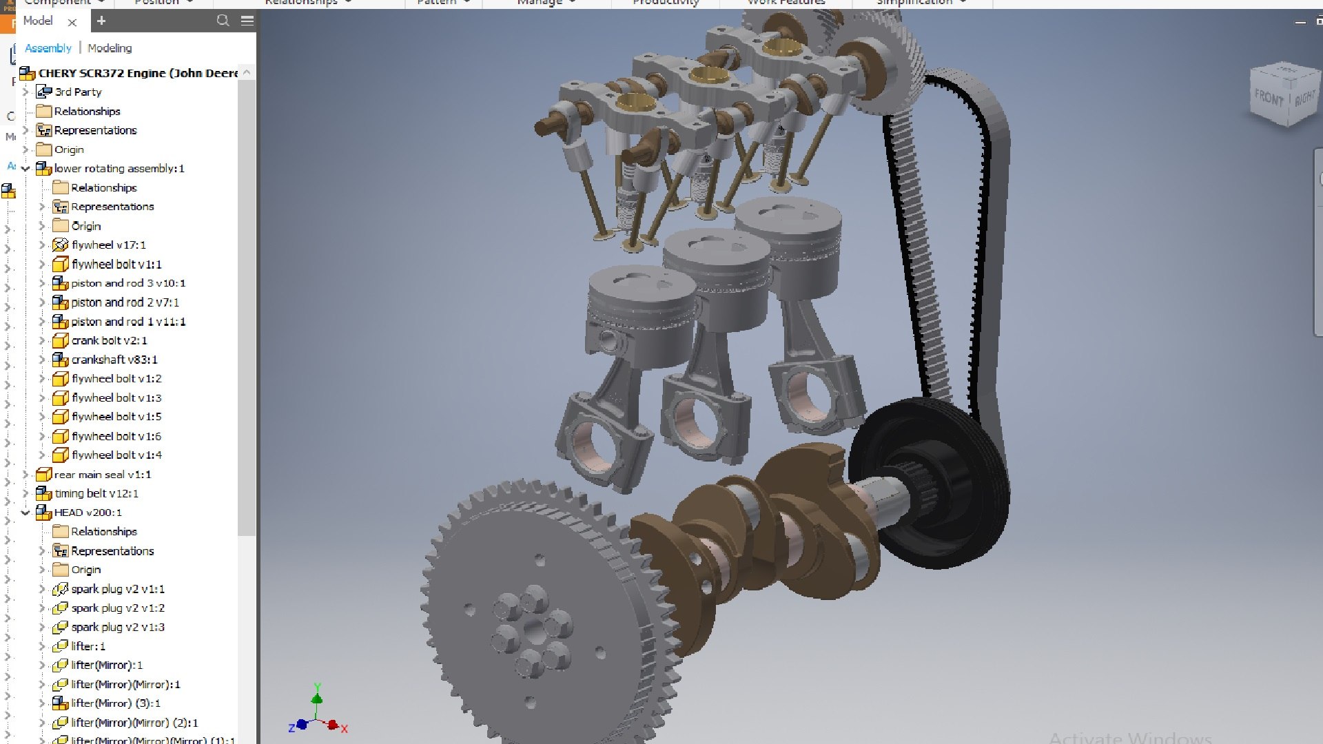 3D 3 Engine Piston And Crankshaft CHERY SCR372 - TurboSquid 1796912