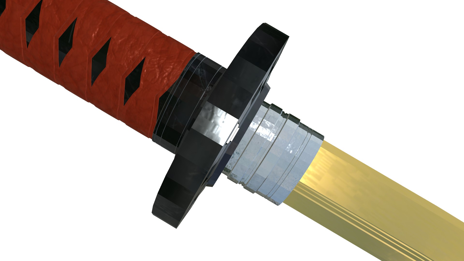 Shinken No Kinsetsu The Golden Blade Katana With Crimson Tsuka Model ...