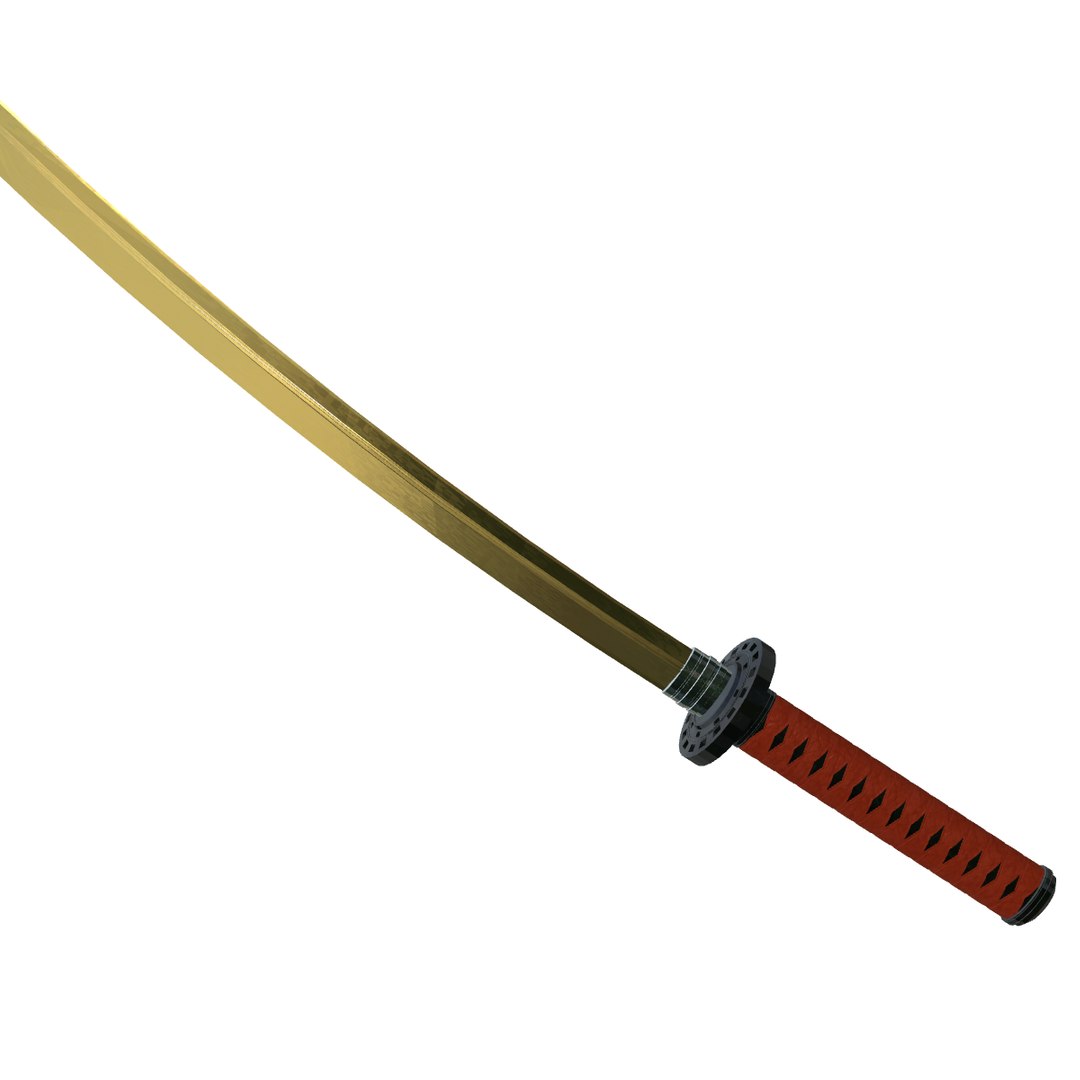 Shinken No Kinsetsu The Golden Blade Katana With Crimson Tsuka Model ...