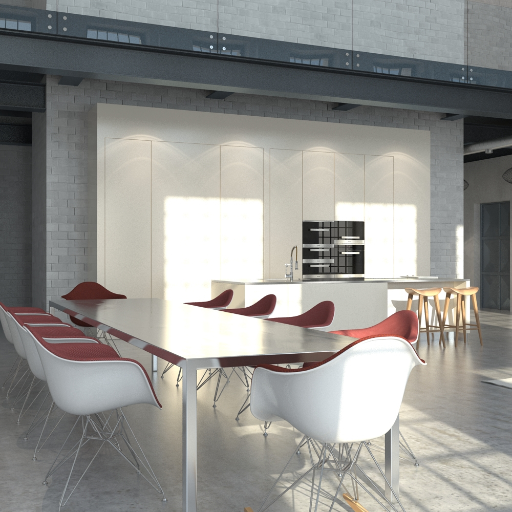 3d model loft kitchen dining