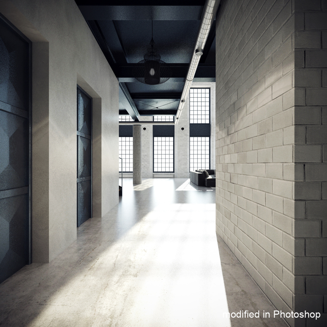 3d model loft kitchen dining