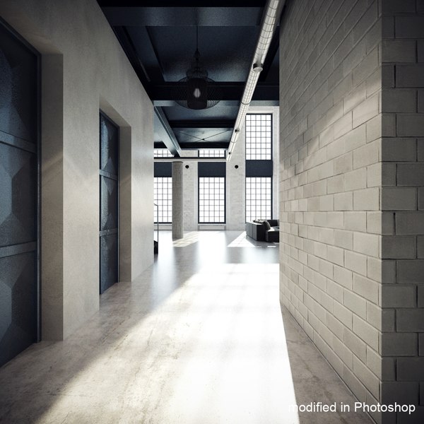 3d model loft kitchen dining