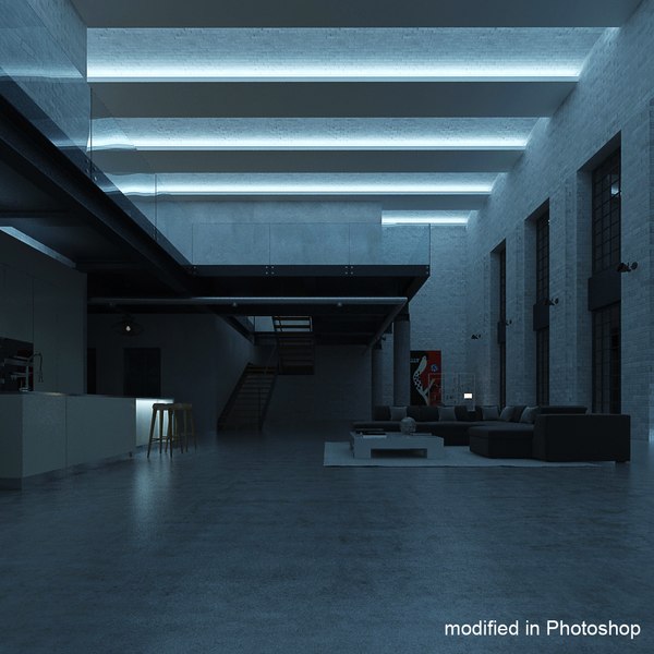 3d model loft kitchen dining