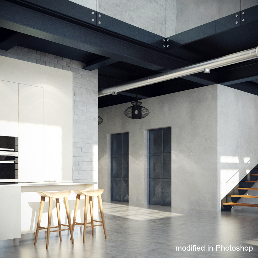 3d model loft kitchen dining