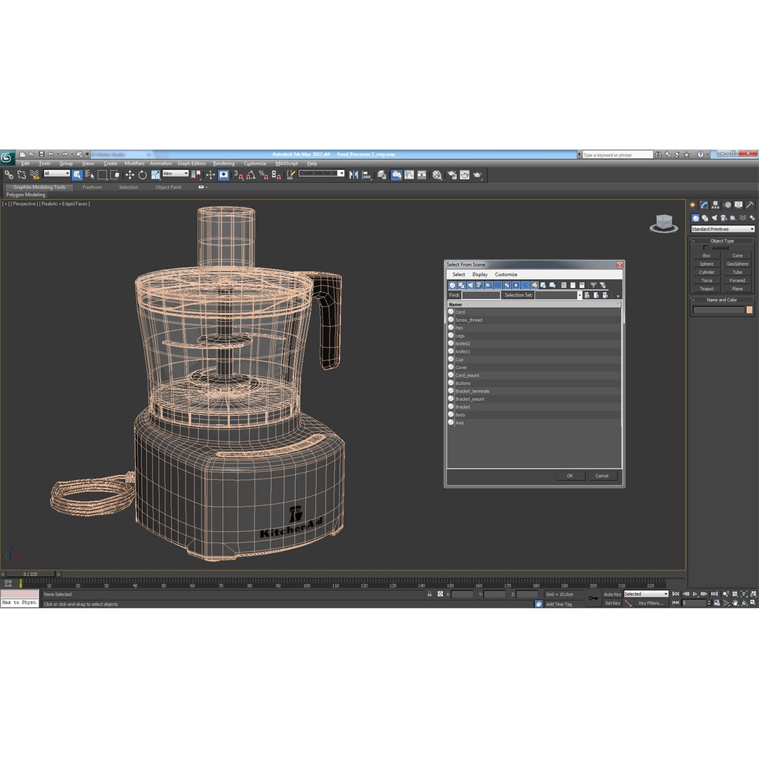 3d food processor modeled model