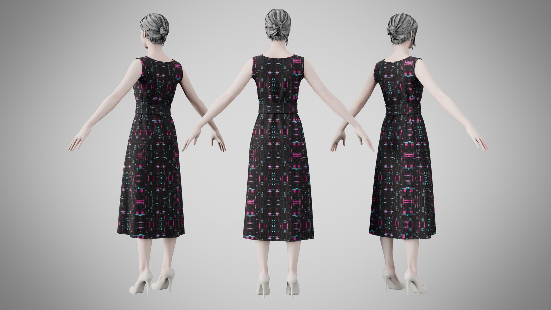 Dress 02 Neon Glitch Cityscape 3D Model - TurboSquid 2452762