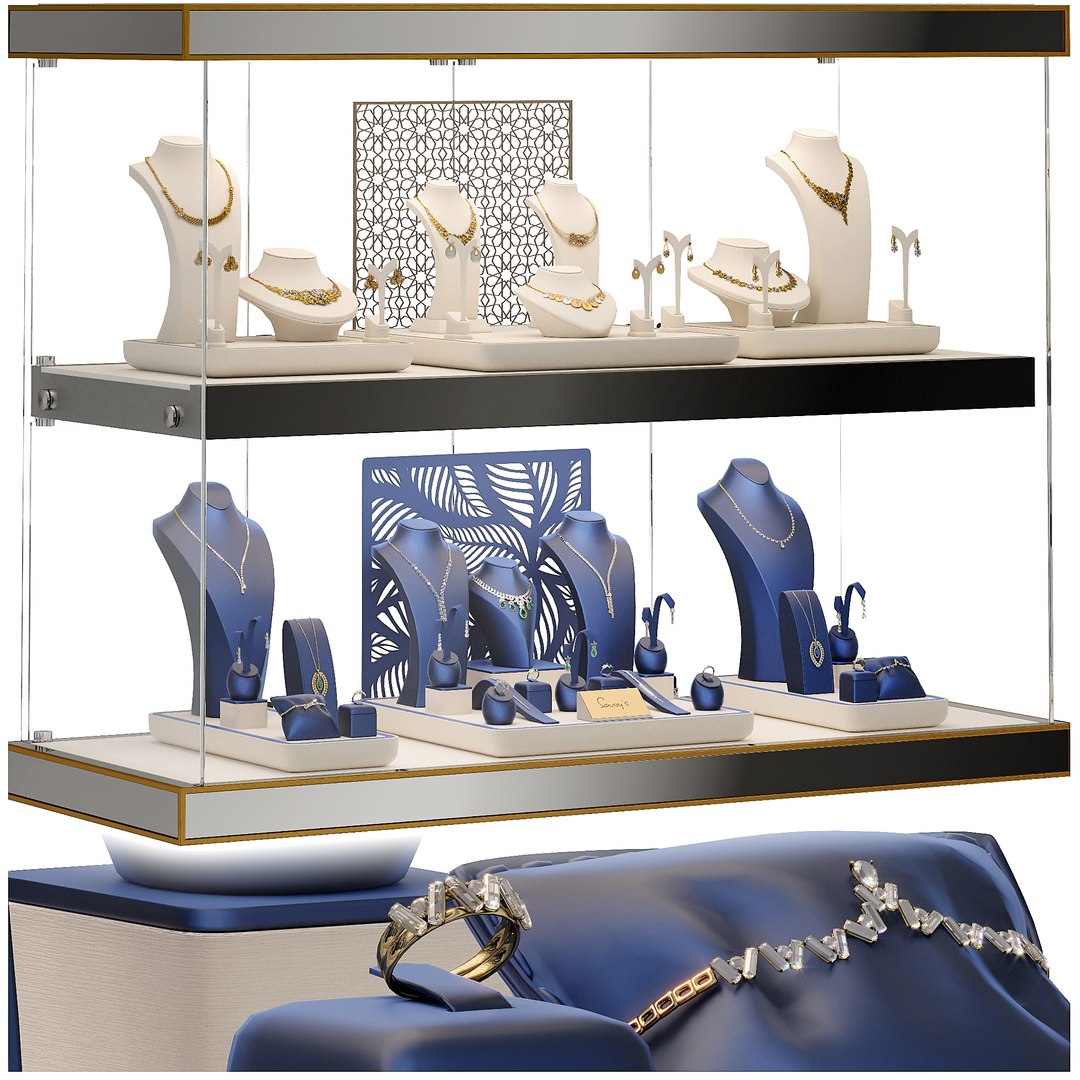 Stylish Jewelry Showcase 2 3D Model - TurboSquid 1940561