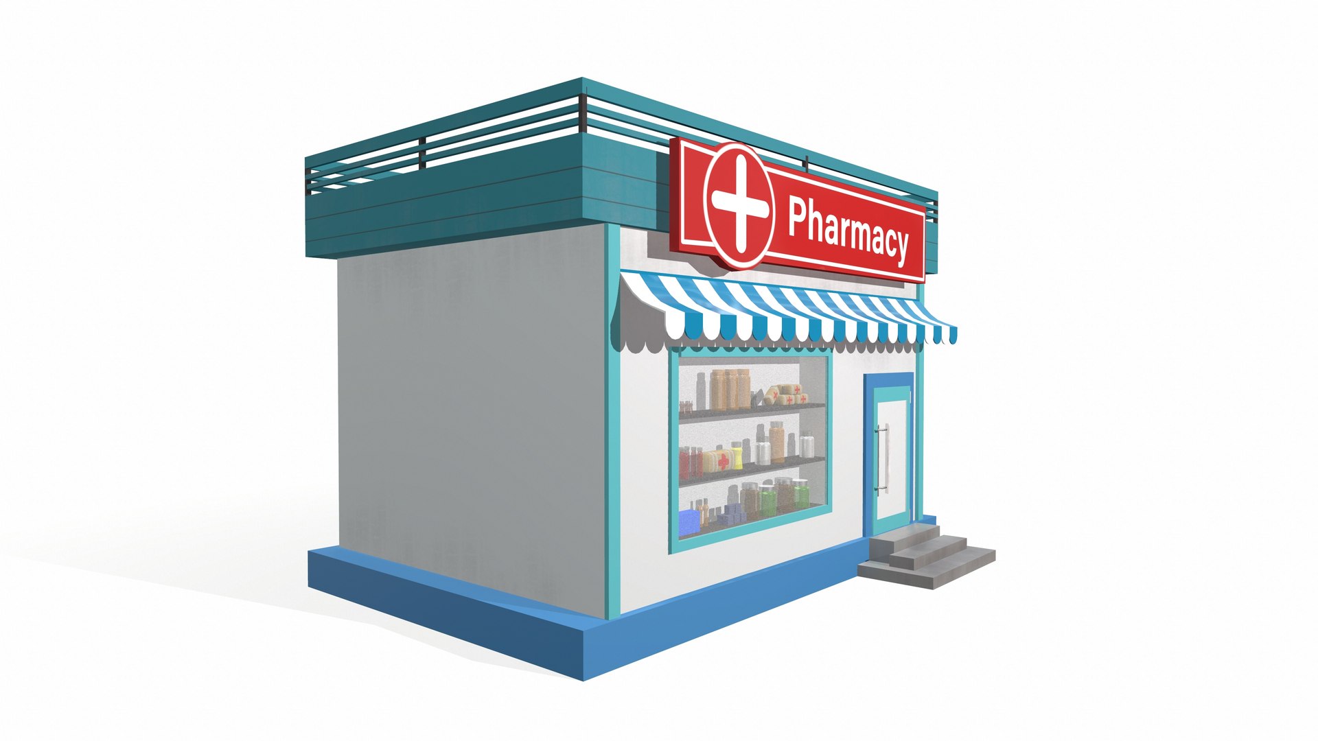 3D Pharmacy Cartoon Building Model - TurboSquid 1715282