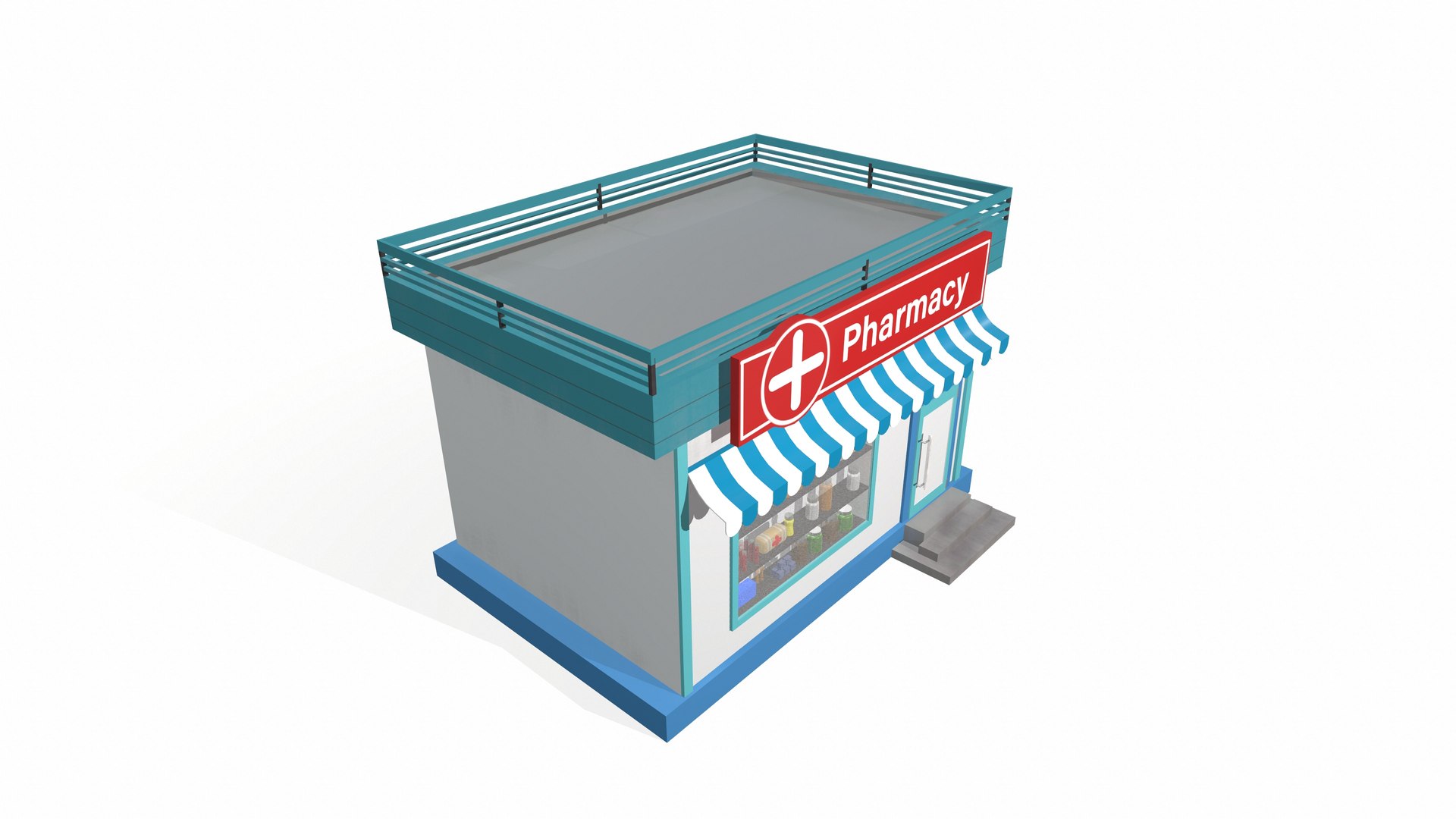 3D Pharmacy Cartoon Building Model - TurboSquid 1715282