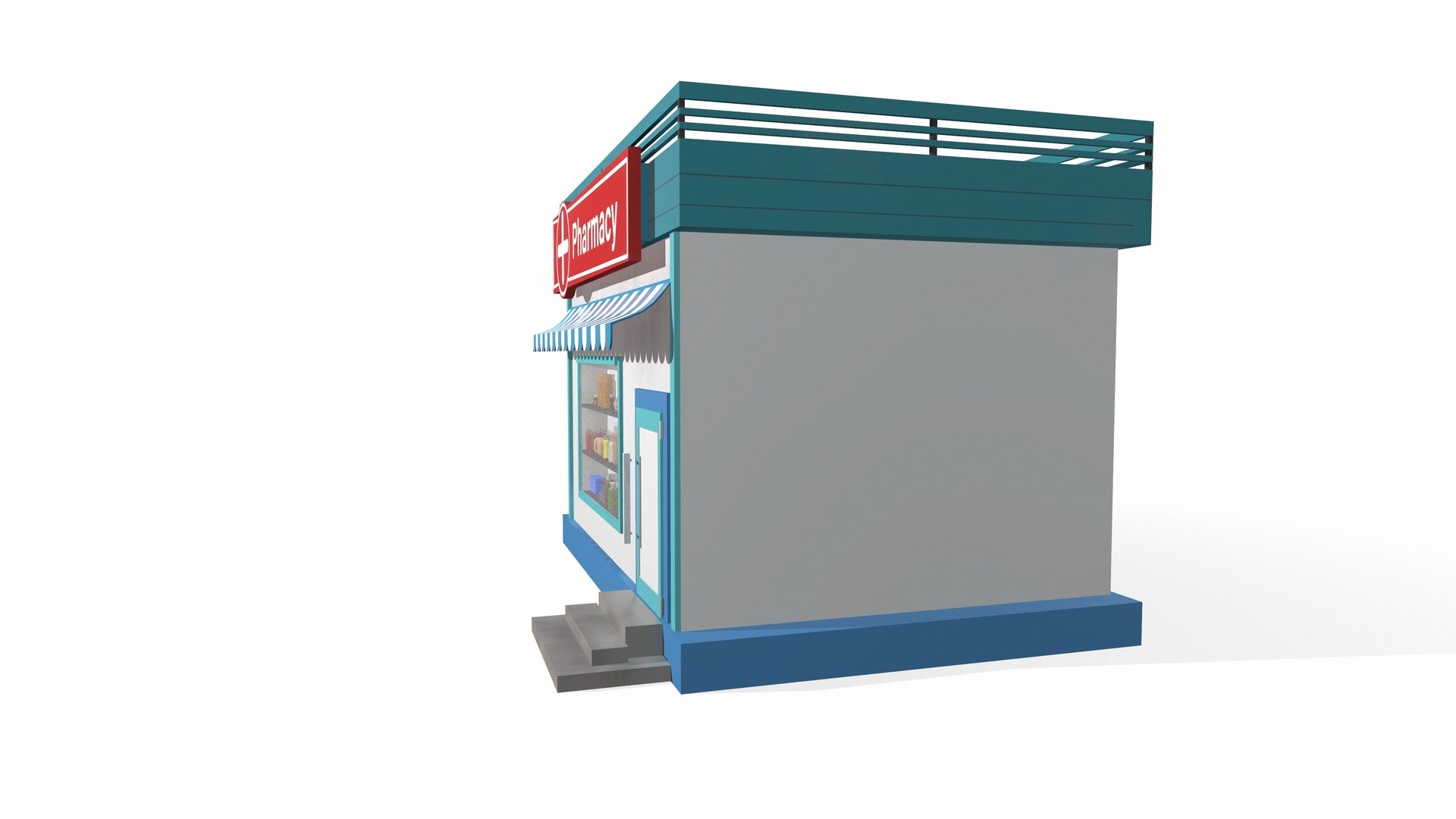 3D Pharmacy Cartoon Building Model - TurboSquid 1715282