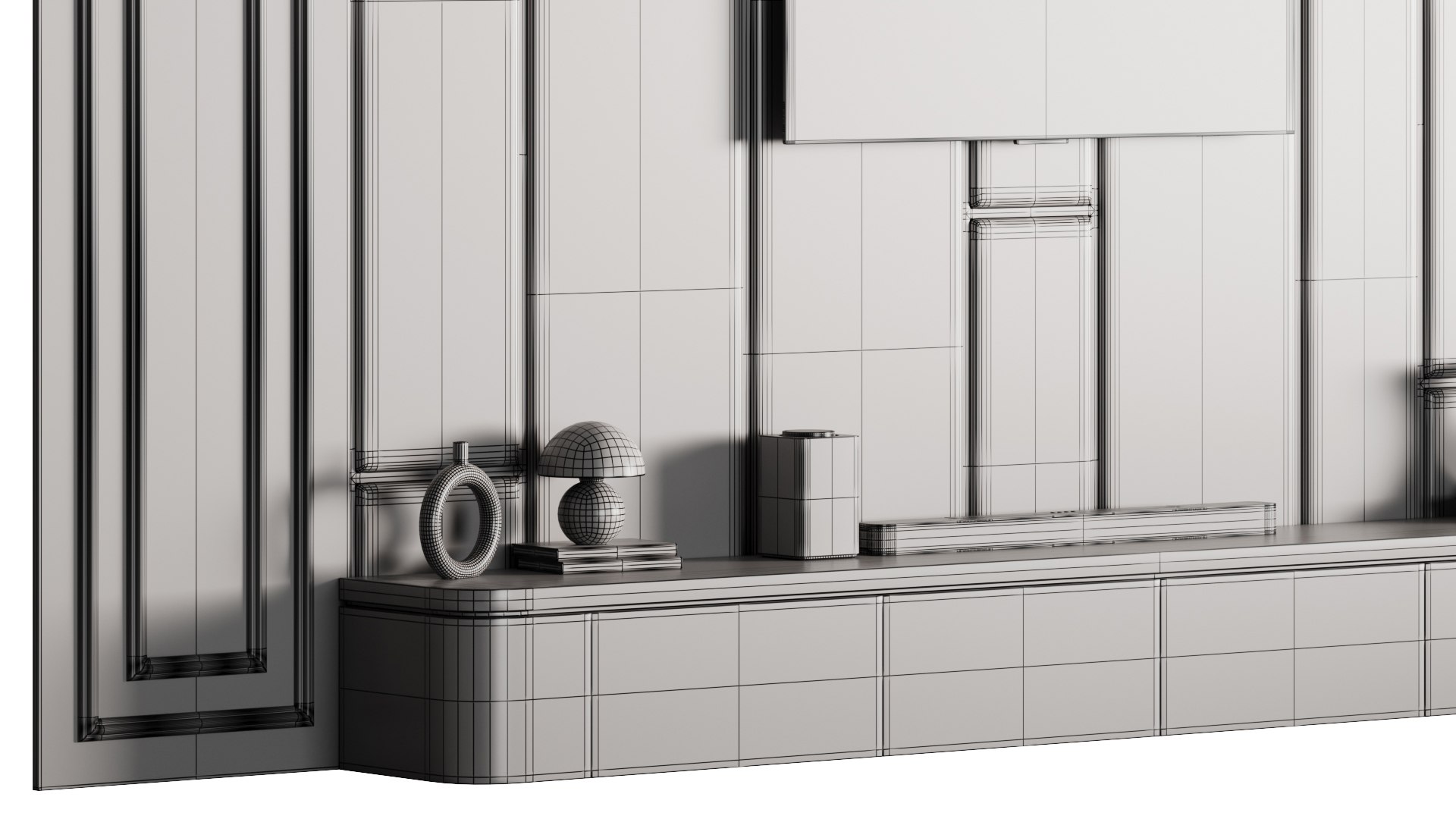 3D Modern TV Wall 031 Model - TurboSquid 2414974