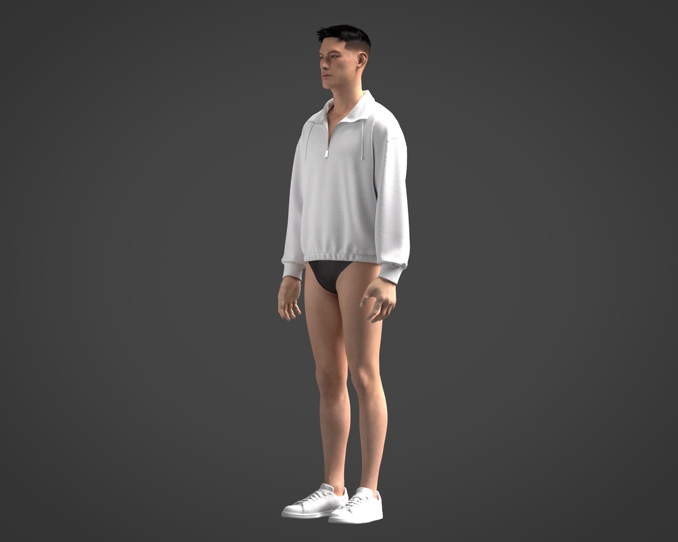 Mens Quarter Zip Sweatshirt With Knit Texture Fabric 3D Model ...