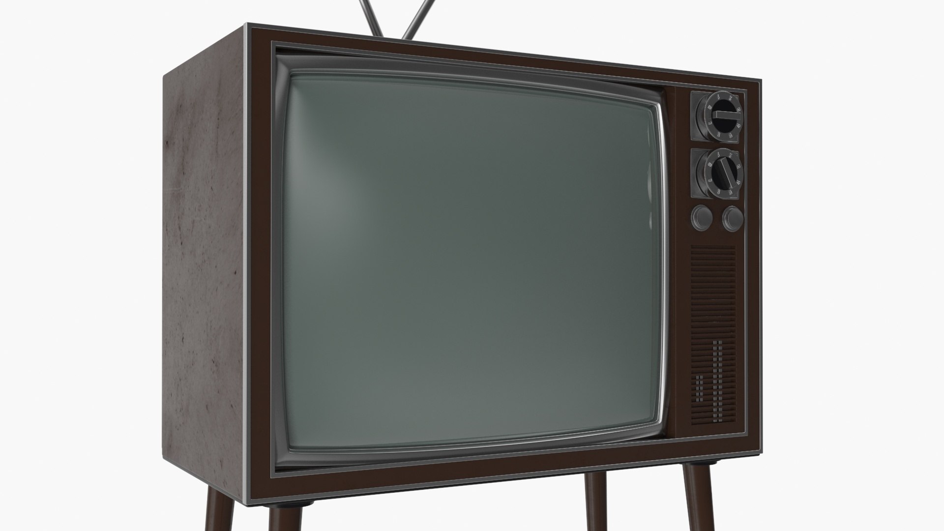 3D Vintage Television With Antenna - TurboSquid 2191686