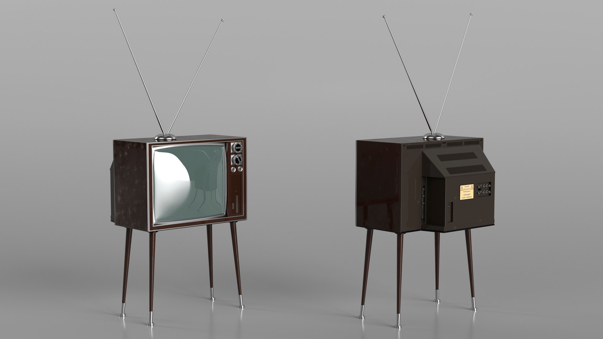 3D Vintage Television With Antenna - TurboSquid 2191686