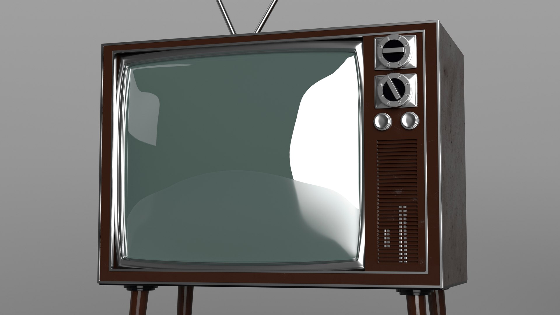 3D Vintage Television With Antenna - TurboSquid 2191686