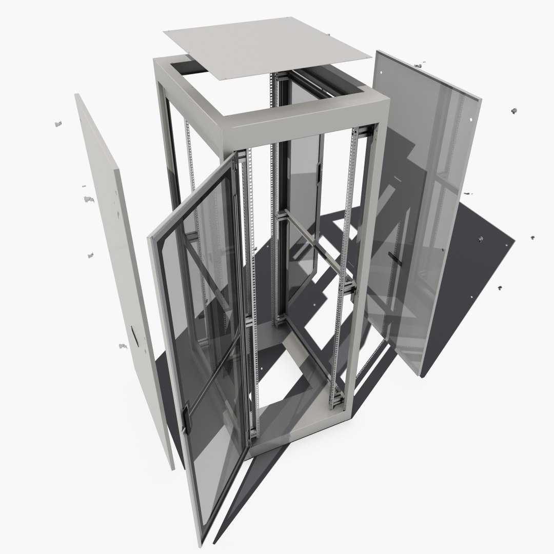 3d server rack cabinet model