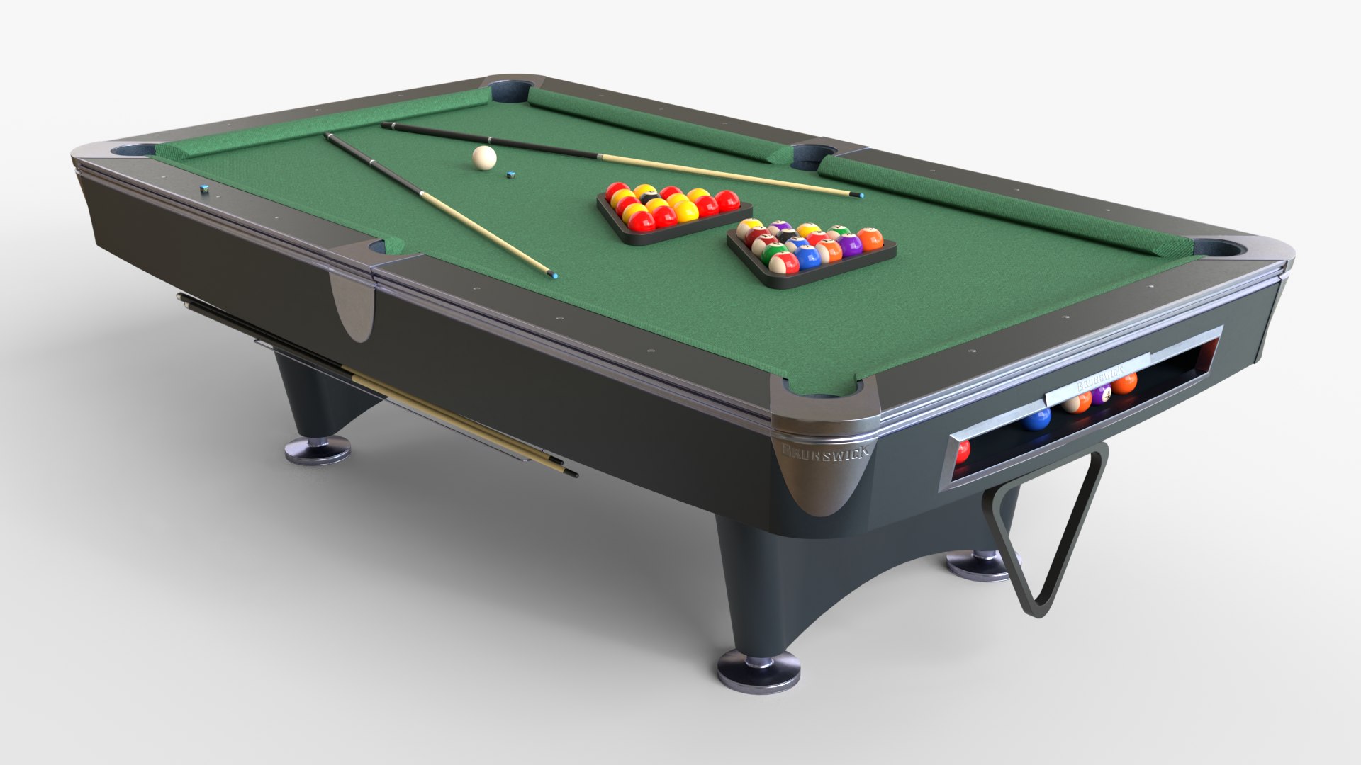 3D Black Brunswick Billiard Tabl Balls Sticks And Chalk - TurboSquid ...