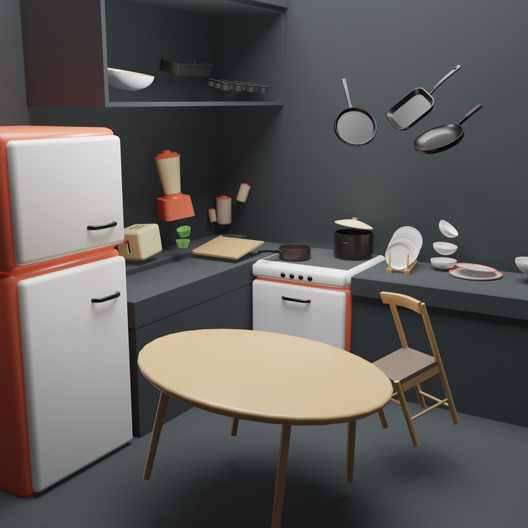 Kitchen - Low Poly Asset Pack 3D model - TurboSquid 2156561