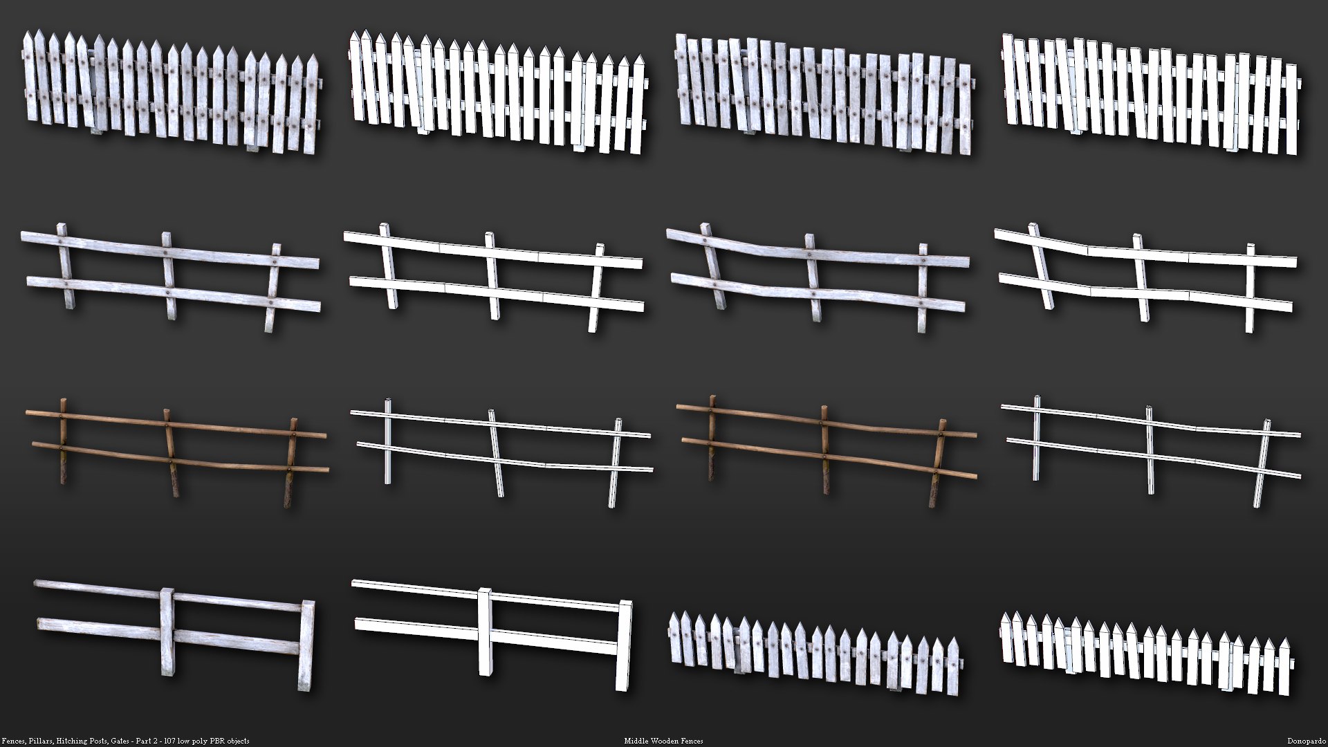 3D Model Fences Pillars Hitching Posts Gates Part 2 - 107 Low-poly PBR ...