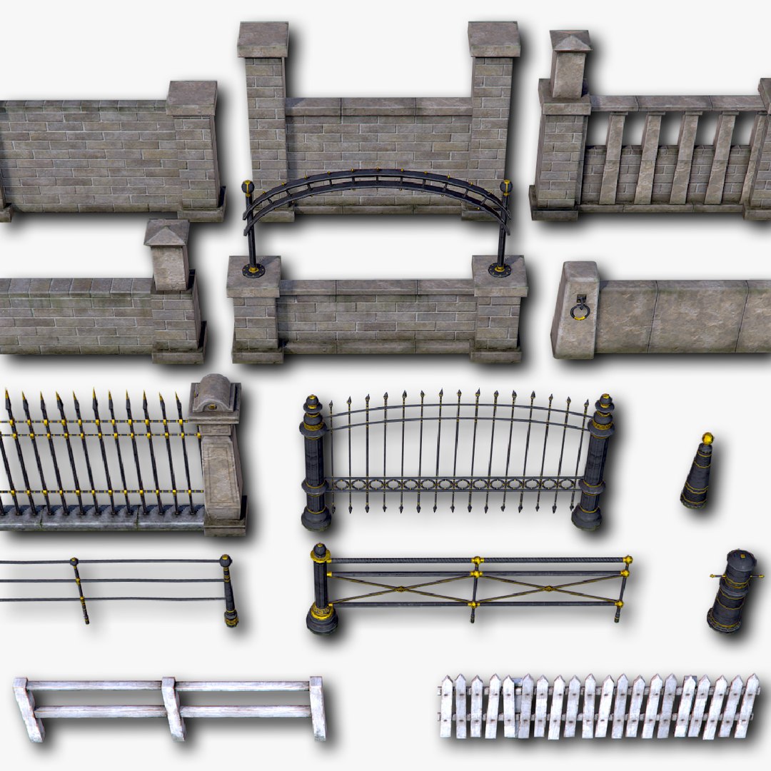 3D Model Fences Pillars Hitching Posts Gates Part 2 - 107 Low-poly PBR ...