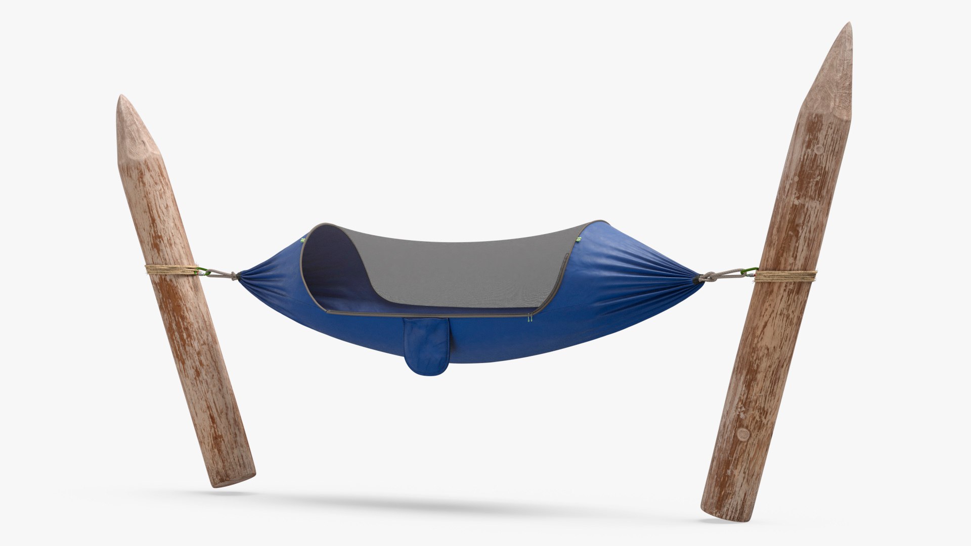 3D Survival Hammock Attached To Wooden Stakes Model - TurboSquid 2410913