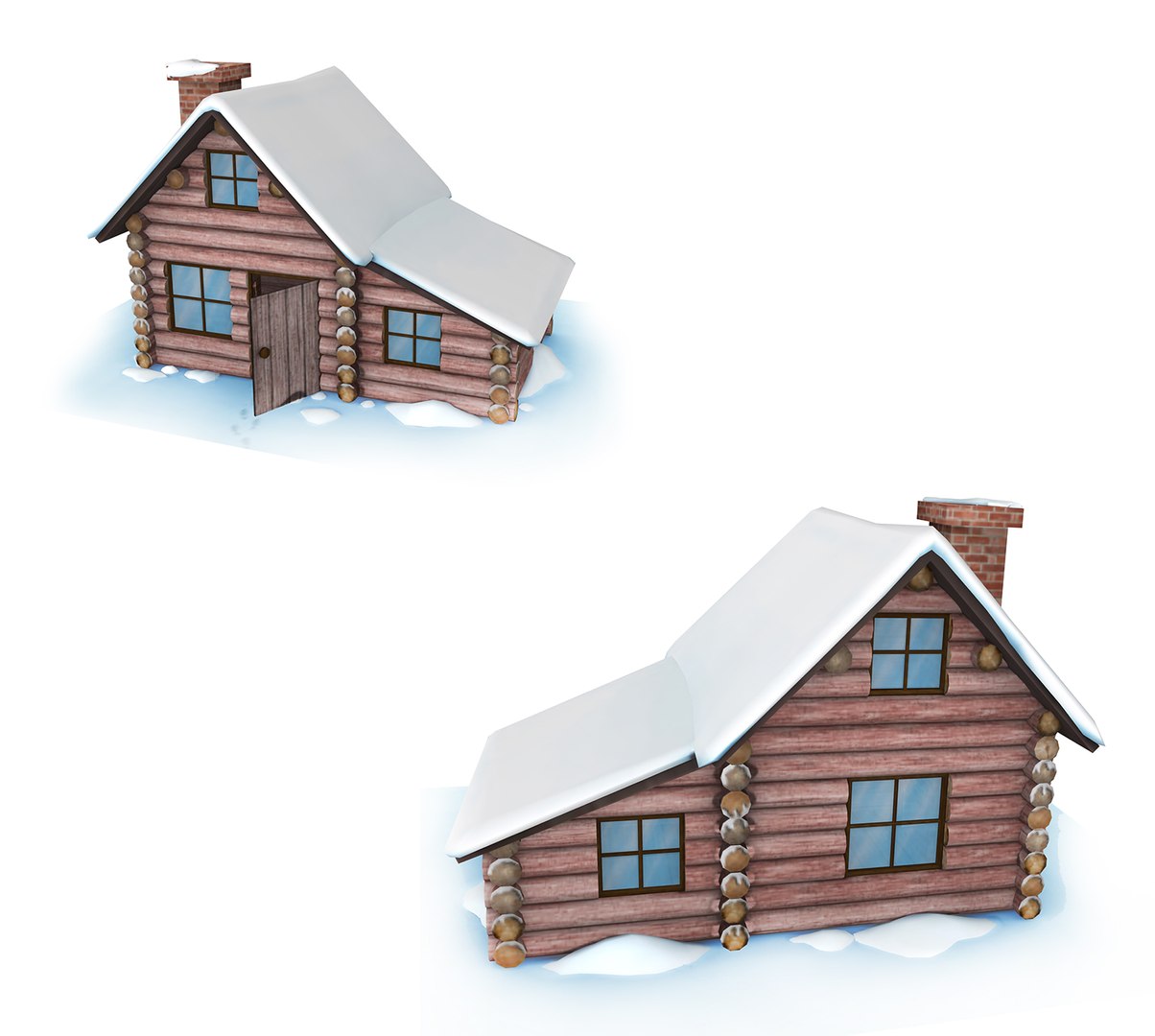 3D model stylized winter log cabin - TurboSquid 1522638