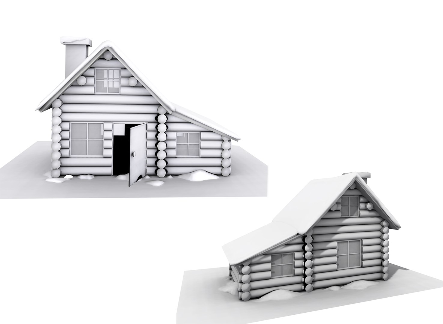 3D model stylized winter log cabin - TurboSquid 1522638